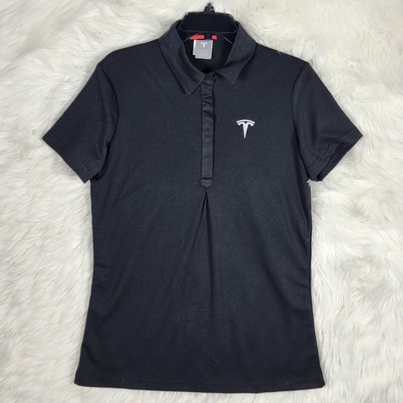 Tesla | Tops | Tesla Polo Shirt Womens Medium Black Embroidered Elon ...